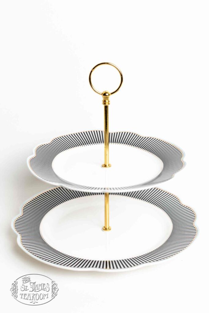 Noir & Gold Scallop Two-Tier Tray - St. James SHOP